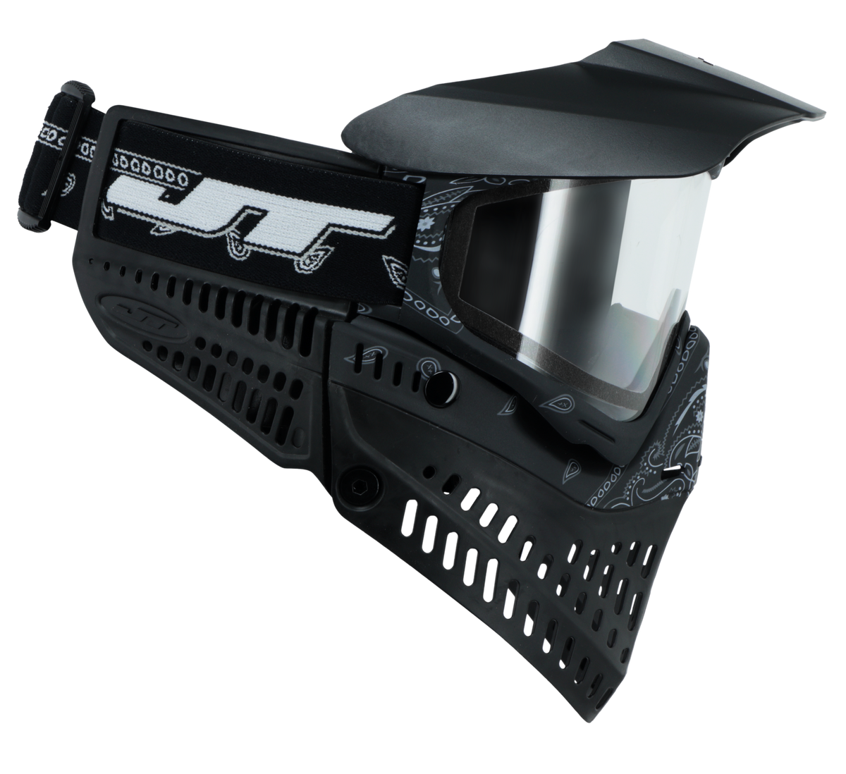 JT PROFLEX PAINTBALL MASK - BLACK BANDANA W/CLEAR LENS – Elite Sports ...